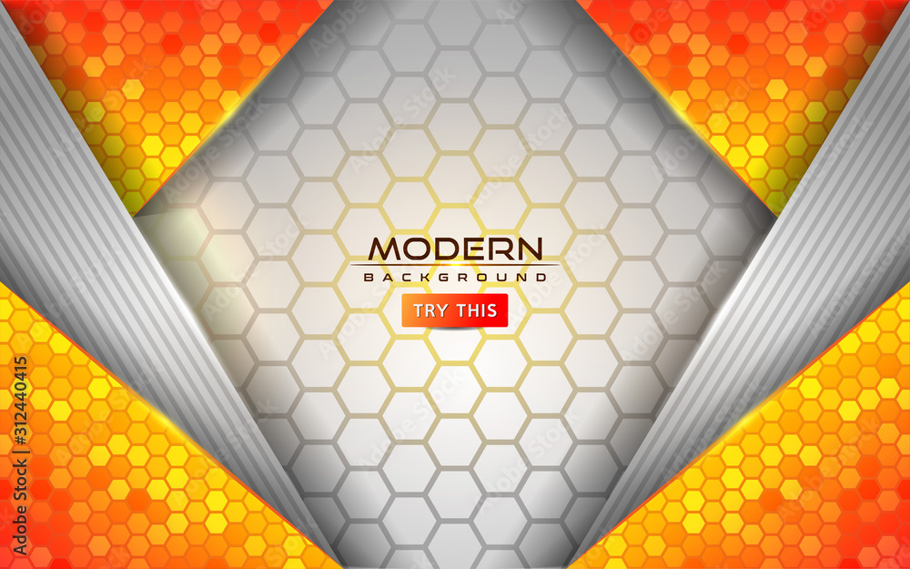 Modern white and orange tech abstract background with shinny lines ...