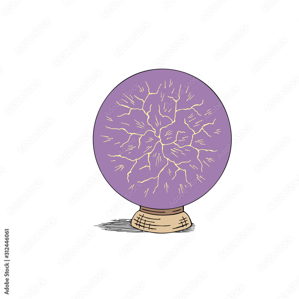 Hands drawn magic crystal ball. The ink sketch is vintage style. Vector ...