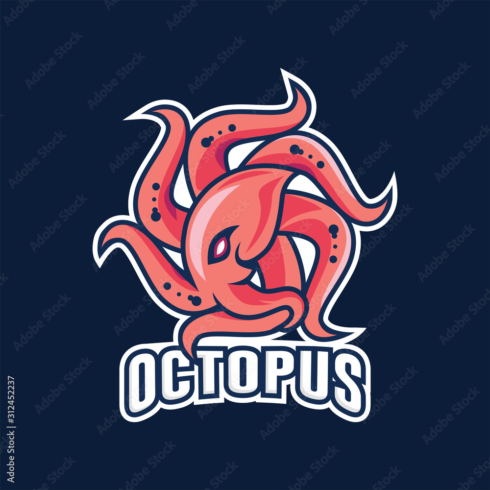 Octopus sport mascot logo design vector illustration Stock Vector ...