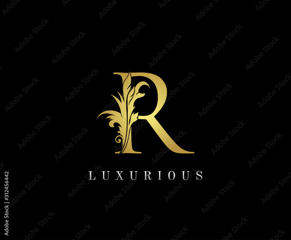 Golden R Luxury Logo Icon, Classic R Letter Logo Design. Stock Vector ...