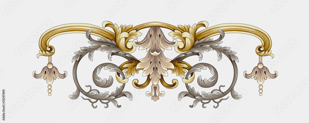 Decorative elegant luxury design.Vintage elements in baroque, rococo ...