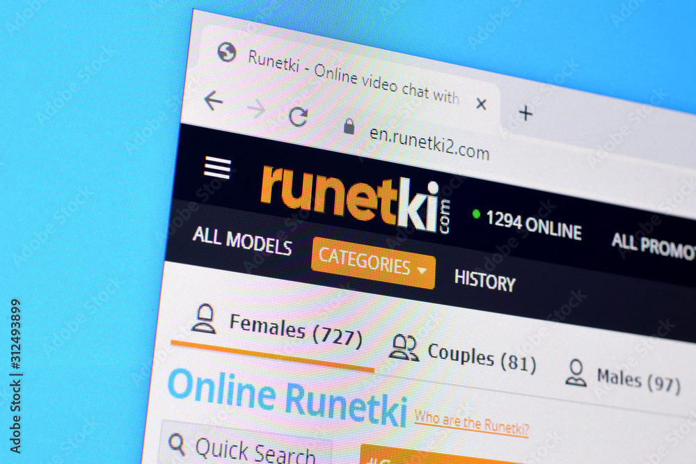 Homepage of runetki website on the display of PC, url - runetki2.com ...