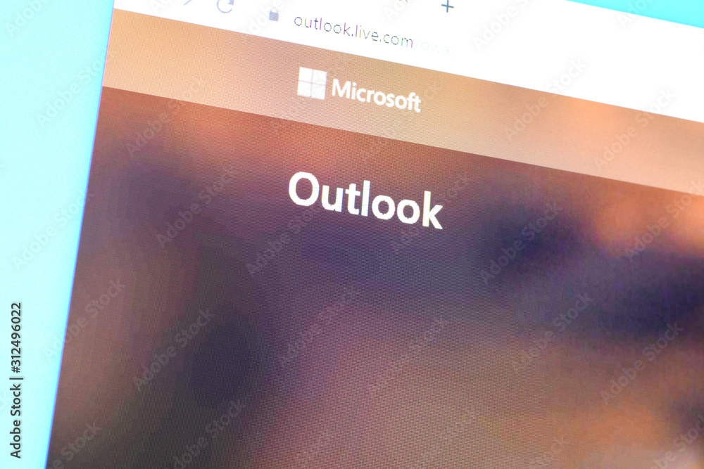 Homepage of hotmail website on the display of PC, url - hotmail.com ...