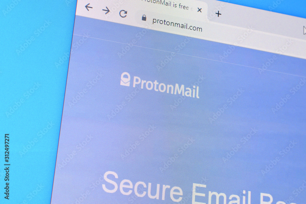Homepage of proton mail website on the display of PC, url - protonmail ...