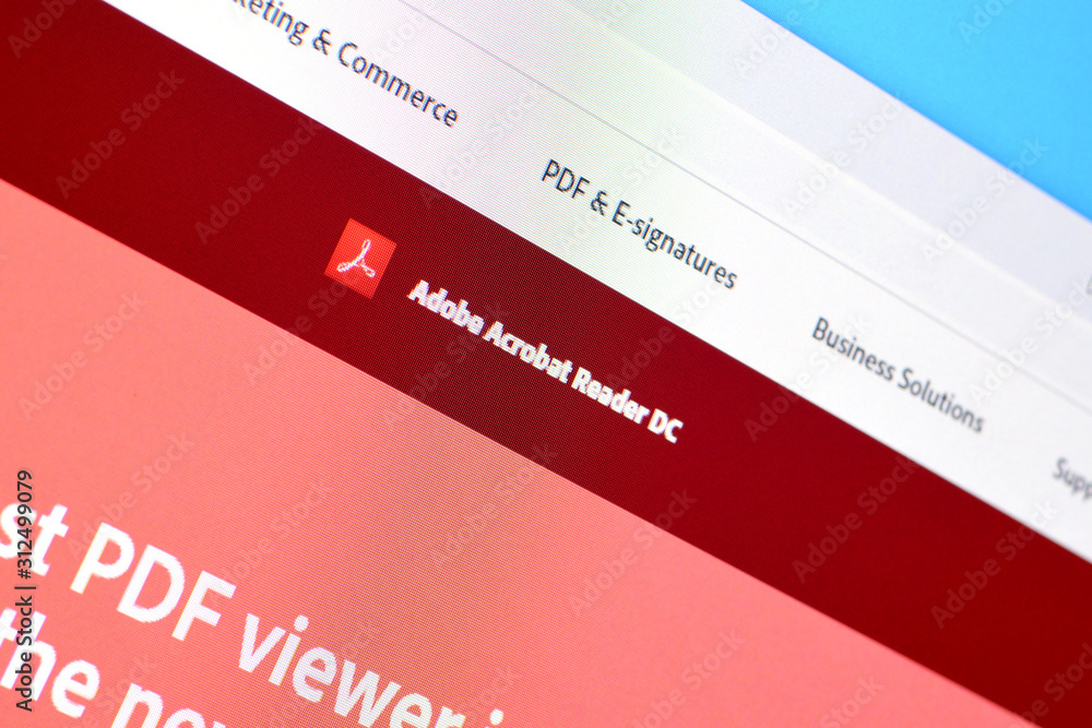 Web page of adobe acrobat reader product on official website on the ...