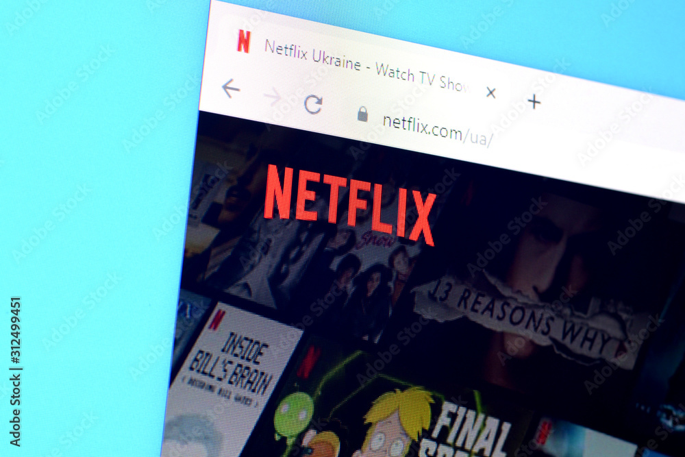 Homepage of netflix website on the display of PC, url - netflix.com ...