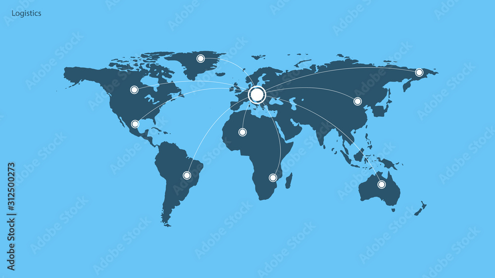 Global Logistics Network. World map Stock Illustration | Adobe Stock