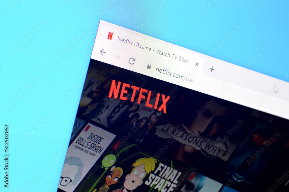 Homepage of netflix website on the display of PC, url - netflix.com ...