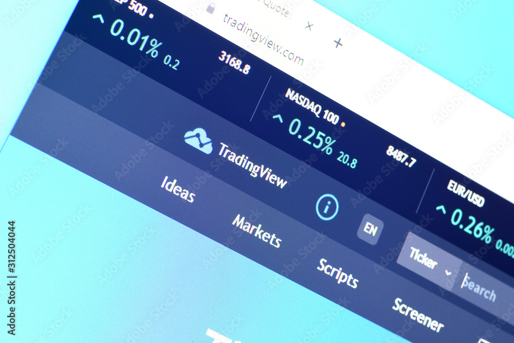 Homepage of tradingview website on the display of PC, url - tradingview ...