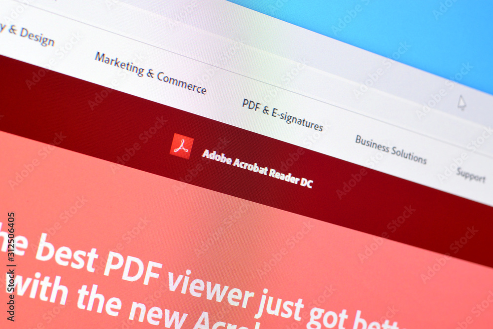Web page of adobe acrobat reader product on official website on the ...