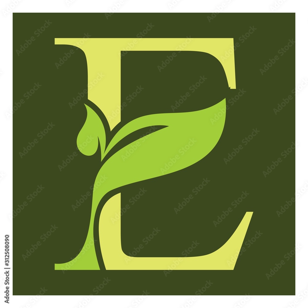 E letter with leaf logo organic tree logo Stock Vector | Adobe Stock