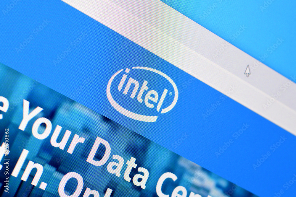 Homepage of intel website on the display of PC, url - intel.com. Stock ...