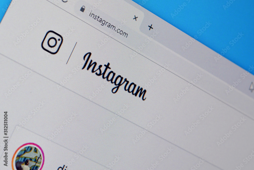 Homepage of instagram website on the display of PC, url - instagram.com ...