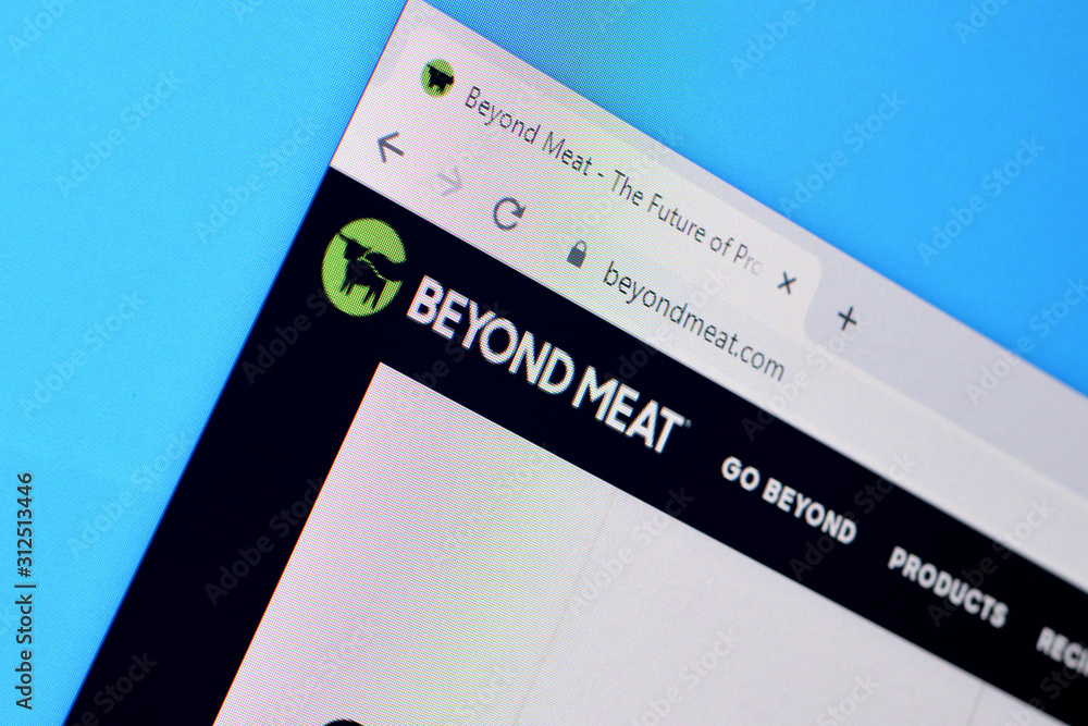 Homepage of beyond meat website on the display of PC, url - beyondmeat ...