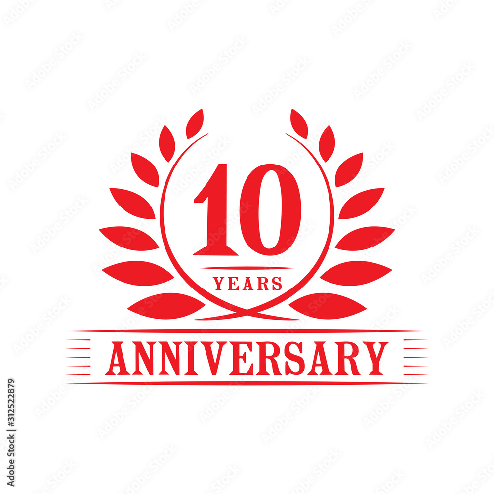 10 years logo design template. Tenth anniversary vector and ...