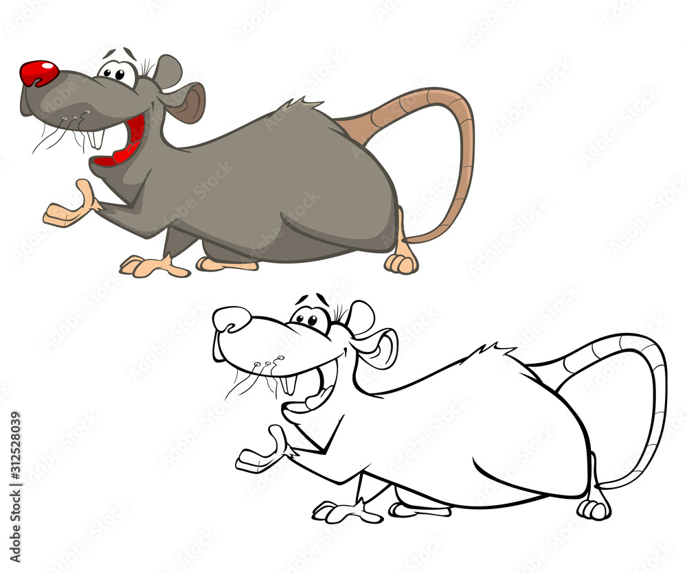 Vector Illustration of a Cute Cartoon Character Rat for you Design and ...