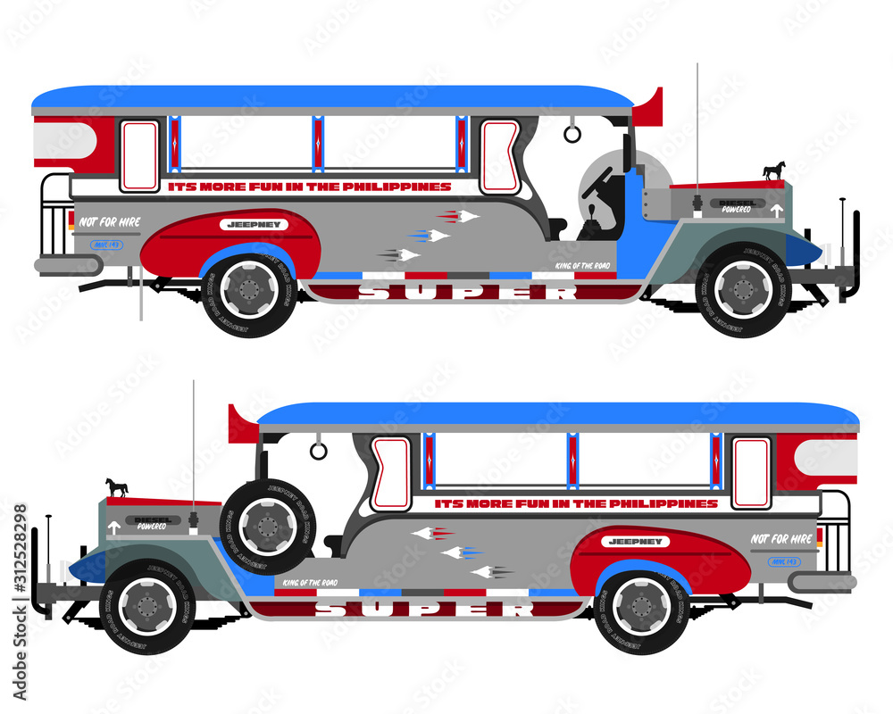 Philippines Jeepney icon vector set Stock Vector | Adobe Stock