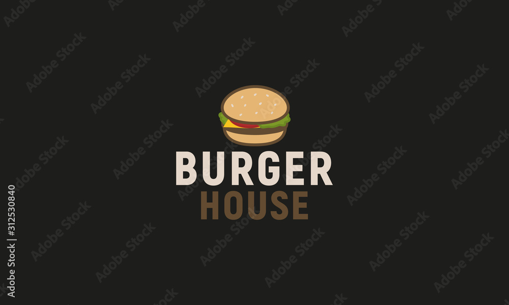 Burger House logo. Modern flat design logo template for Burger ...