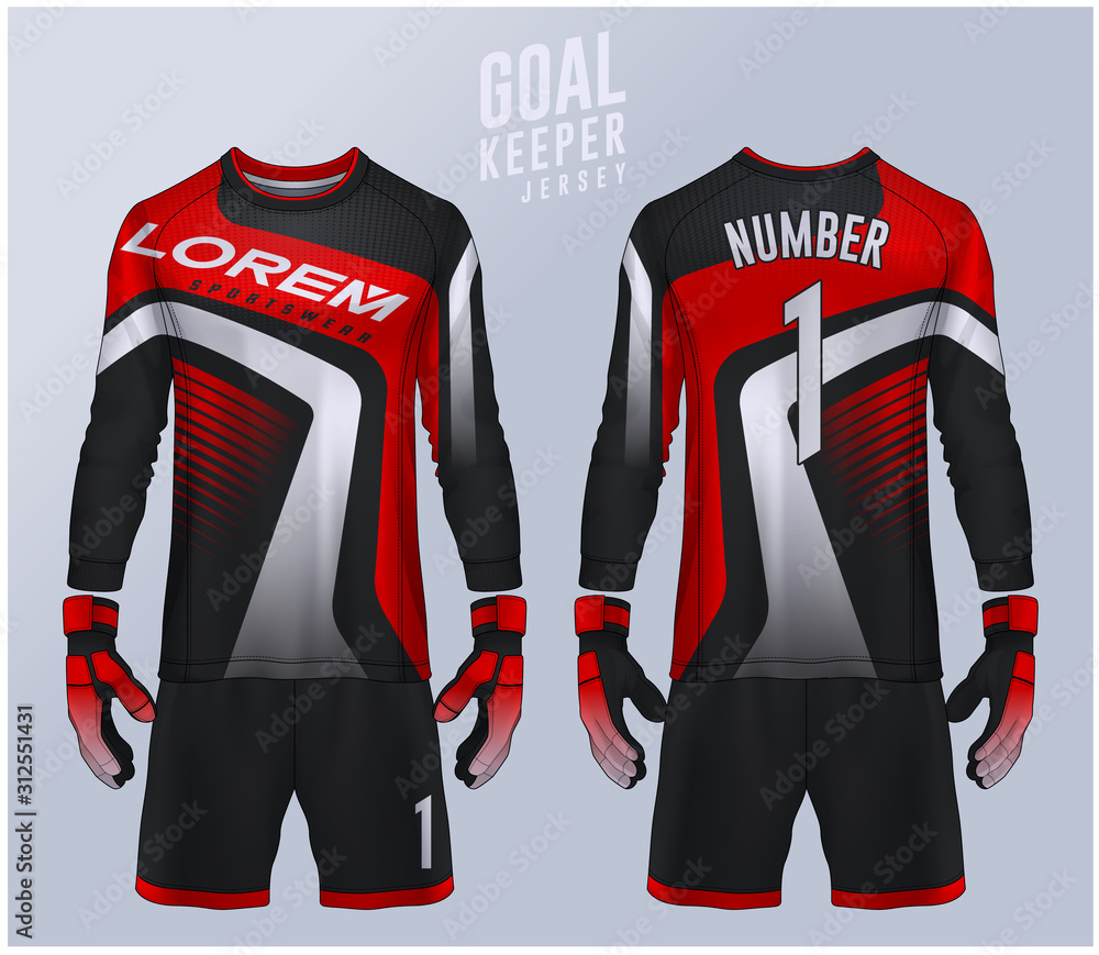 Goalkeeper jersey,t-shirt sport design template, Long sleeve soccer ...