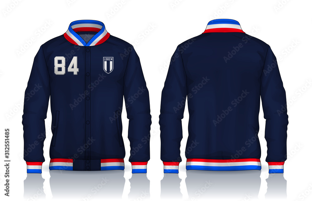 Varsity Jacket Design,Sportswear Track front and back view. Stock ...