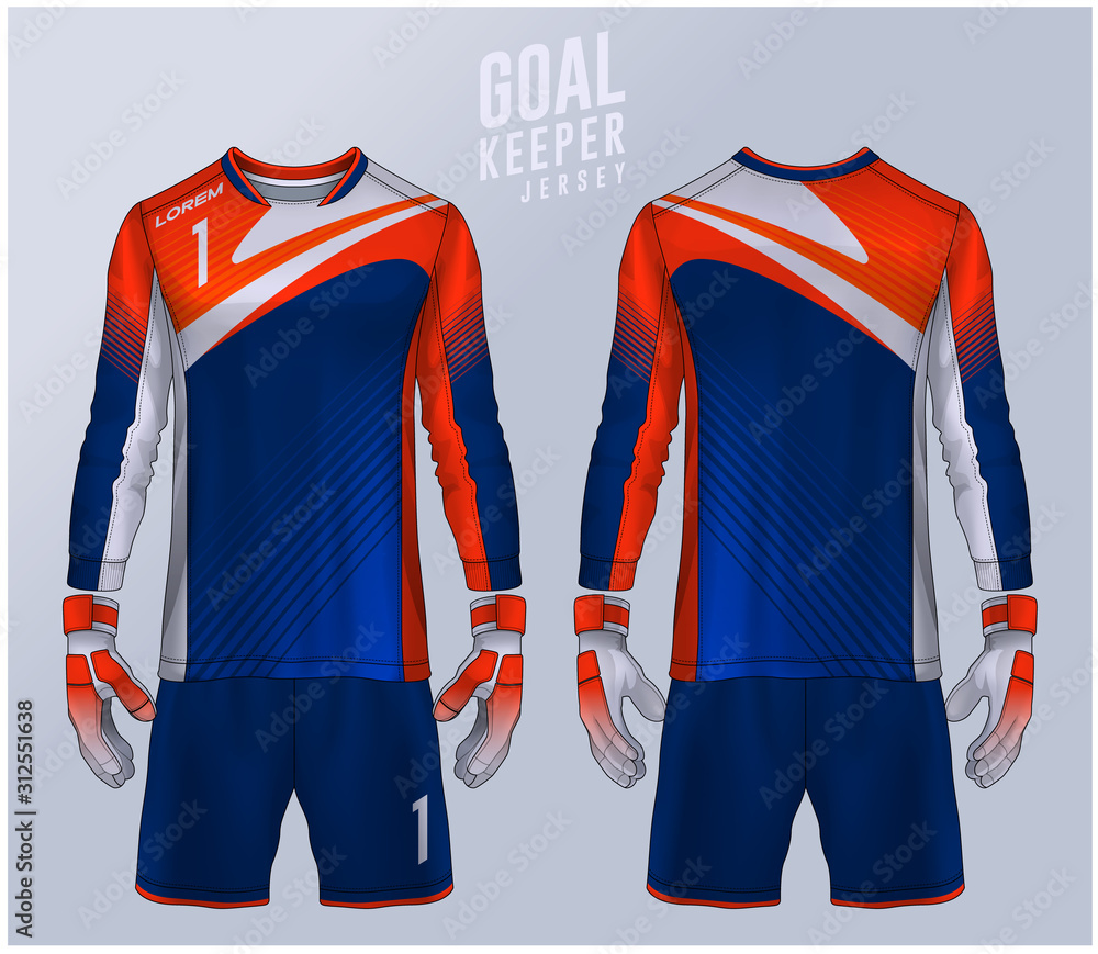 Goalkeeper jersey,t-shirt sport design template, Long sleeve soccer ...