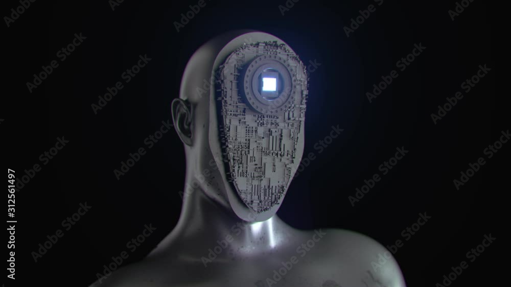 Highly Stylized Render of an Advanced Cyborg, Android, Robot, AI. 3D ...