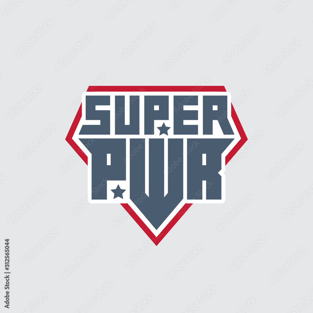 Super Power. Print for t-shirt with original lettering. Superhero logo ...