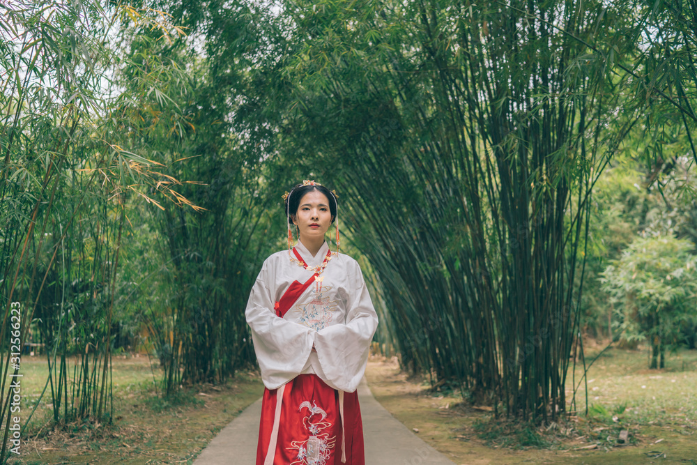 Chinese woman in traditional Han clothing Stock Photo | Adobe Stock