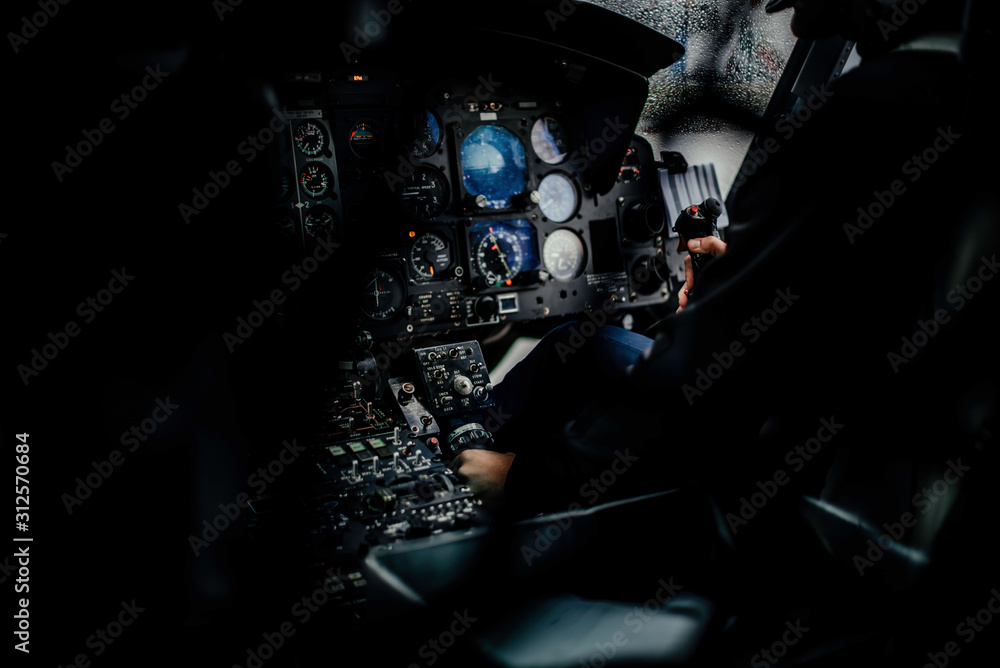 Dashboard of cockpit and pilot Stock Photo | Adobe Stock