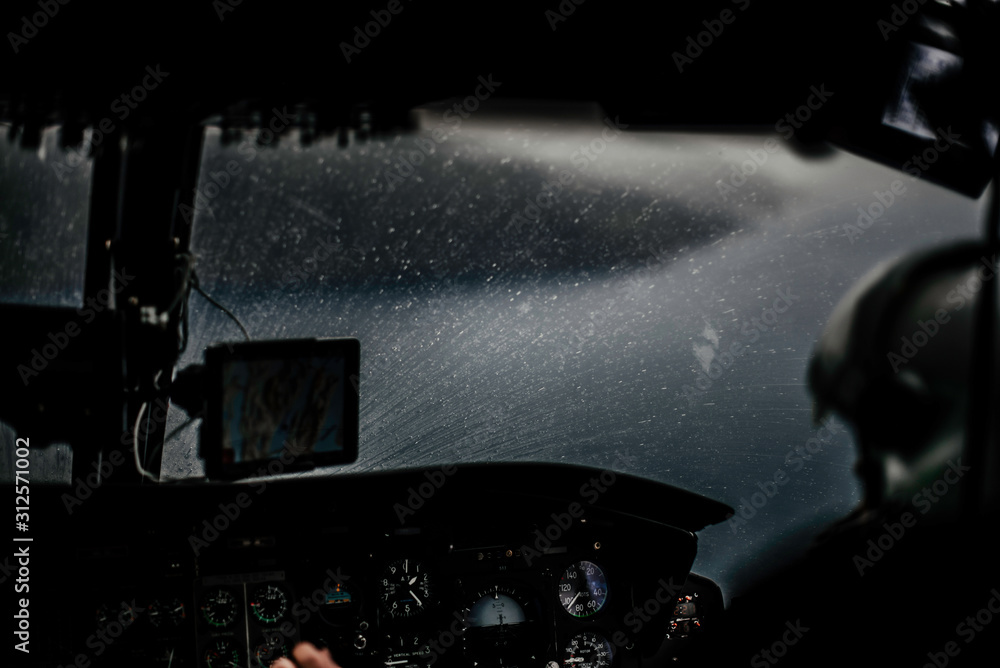 Windscreen and dashboard in cockpit Stock Photo | Adobe Stock