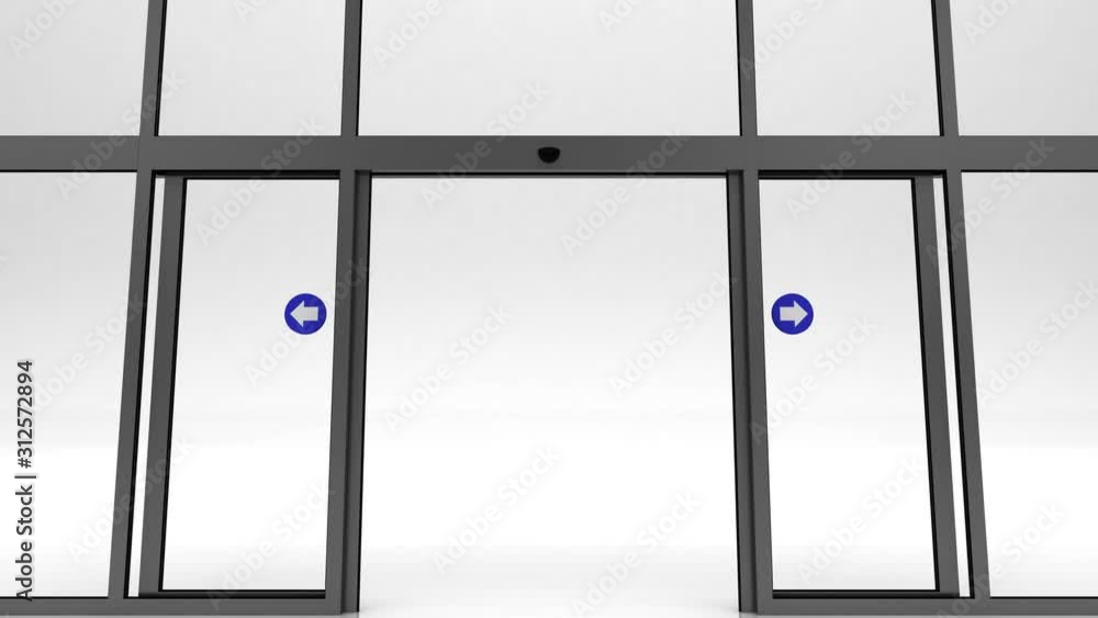 Entrance, in subjective view, of a sliding automatic door that opens ...