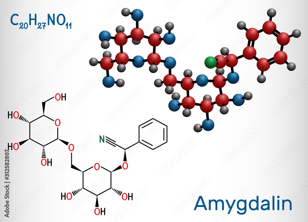 Amygdalin, laetrile molecule, is a naturally occurring cyanogenic ... Amygdalin, laetrile molecule, is a naturally occurring cyanogenic ...