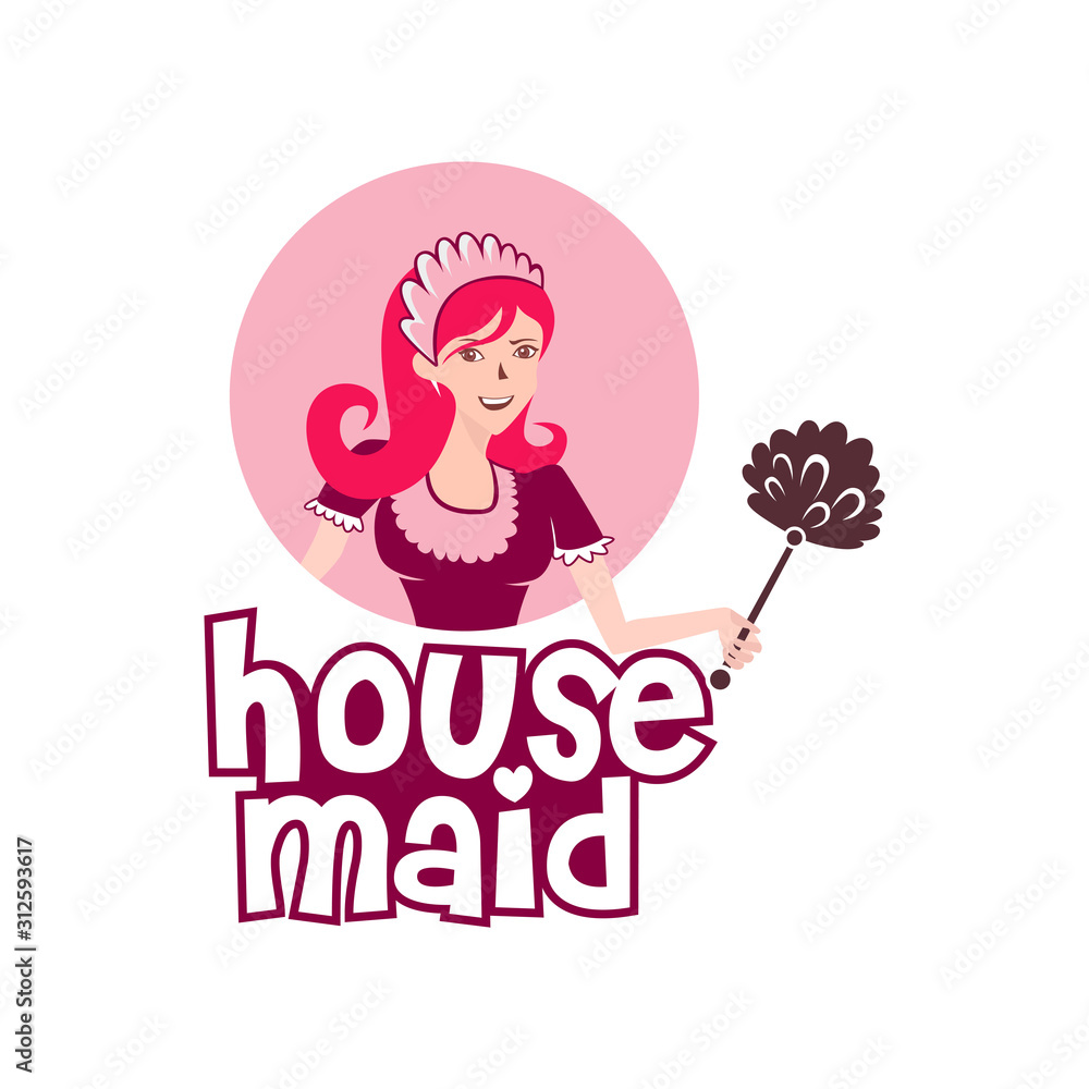 Housemaid Logo Stock Vector Illustration. unique maid logo. cleaning ...