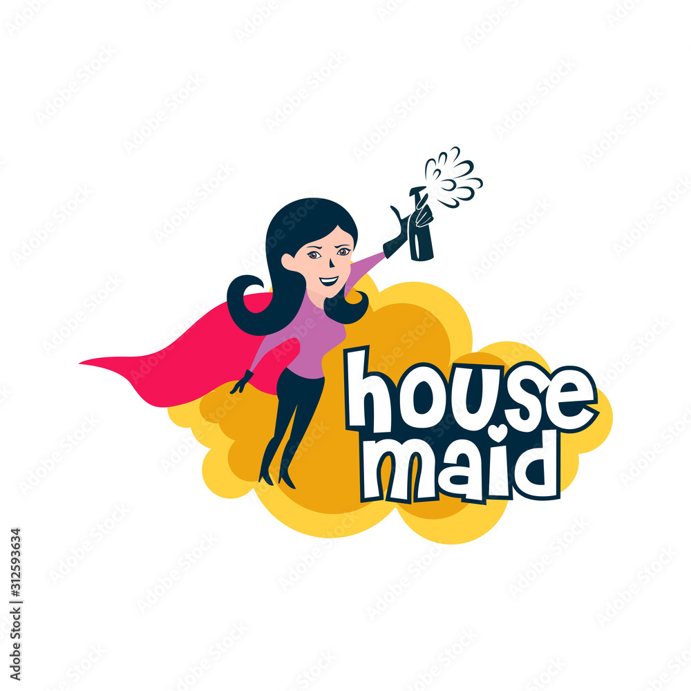 Housemaid Logo Stock Vector Illustration. unique maid logo. cleaning ...