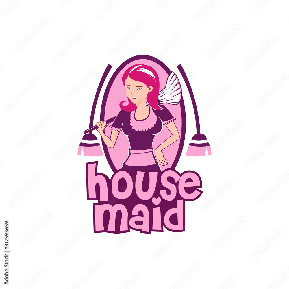 Housemaid Logo Stock Vector Illustration. unique maid logo. cleaning ...