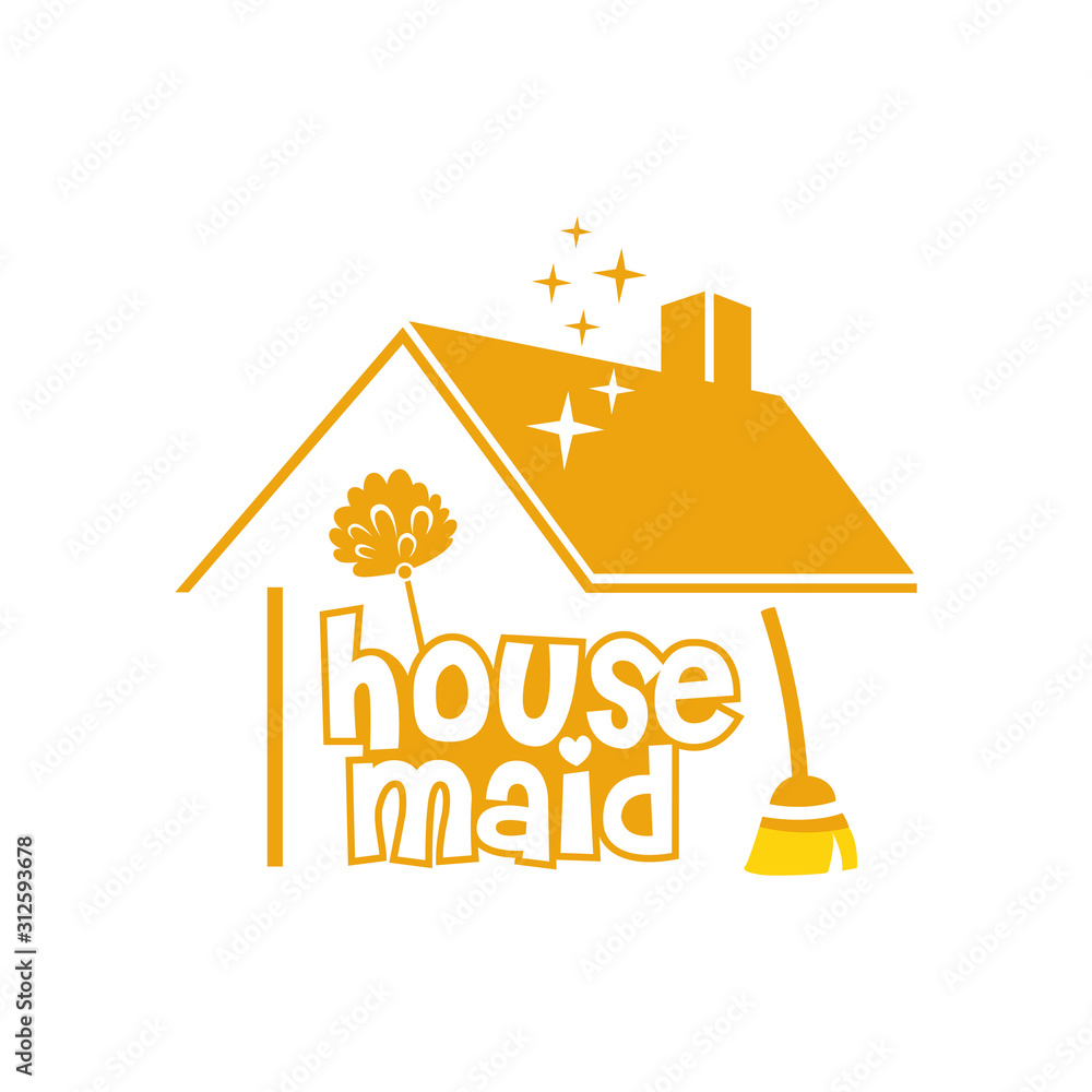 Housemaid Logo Stock Vector Illustration. unique maid logo. cleaning ...