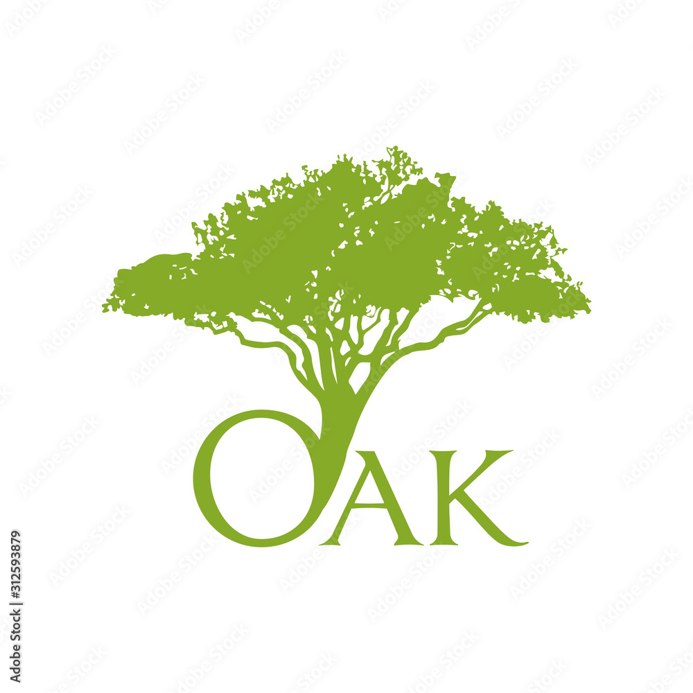 Green Creative Oak Tree Logo Design Symbol Illustration Stock Vector ...