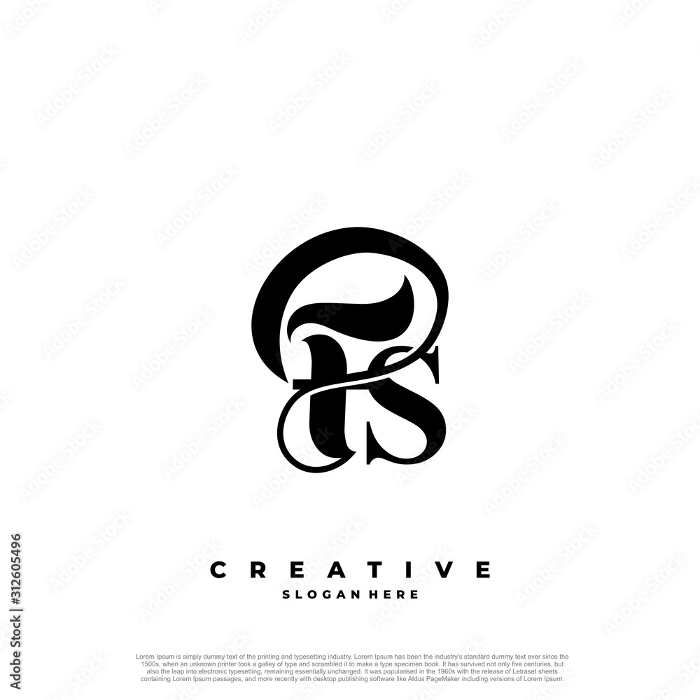 Vecteur Stock Logo Text Initial Letter FS Luxury Monogram. overlapping ...