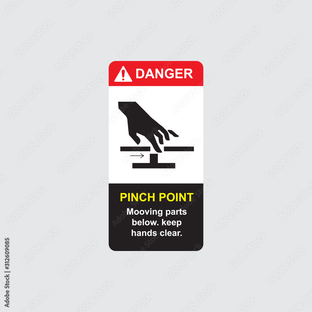 Safety Pinch Point, Moving Parts Below, Keep Hands Clear Symbol Sign ...