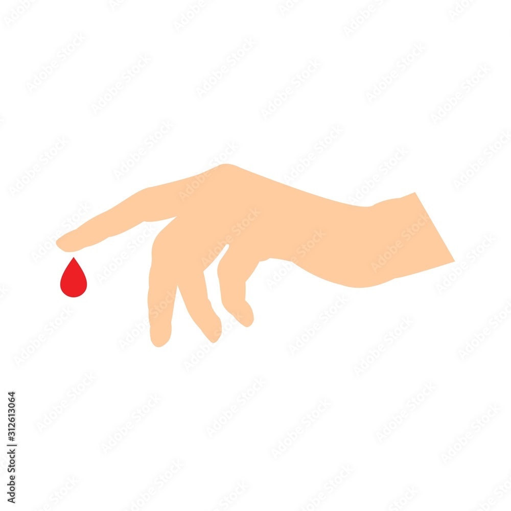 Finger with blood drop illustration isolated on white background ...