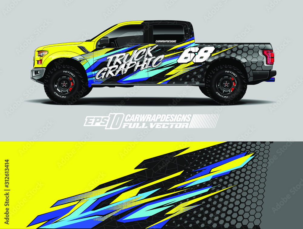 Pickup truck wrap design vector. Graphic abstract stripe racing ...