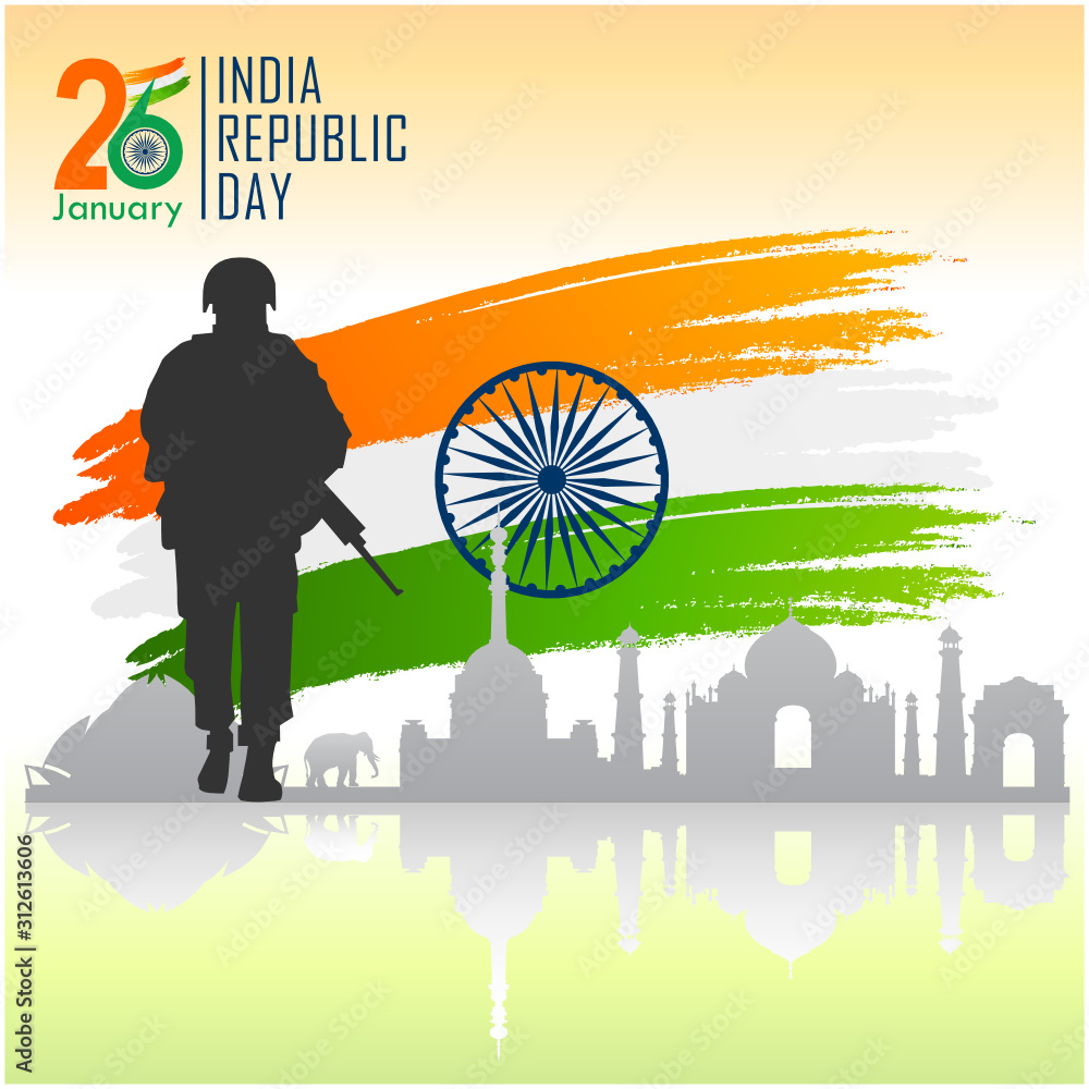 Vector illustration of 26 January Happy Republic Day. Concept with ...