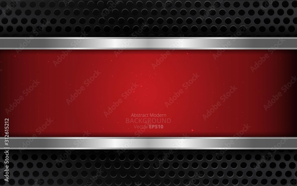 Metallic silver black and red elegant realistic geometric abstract ...