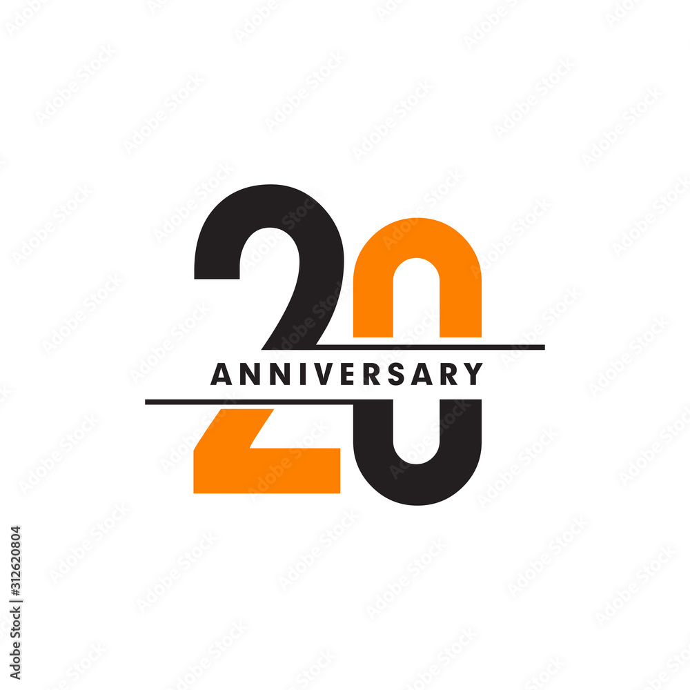 20th celebrating anniversary emblem logo design vector illustration ...