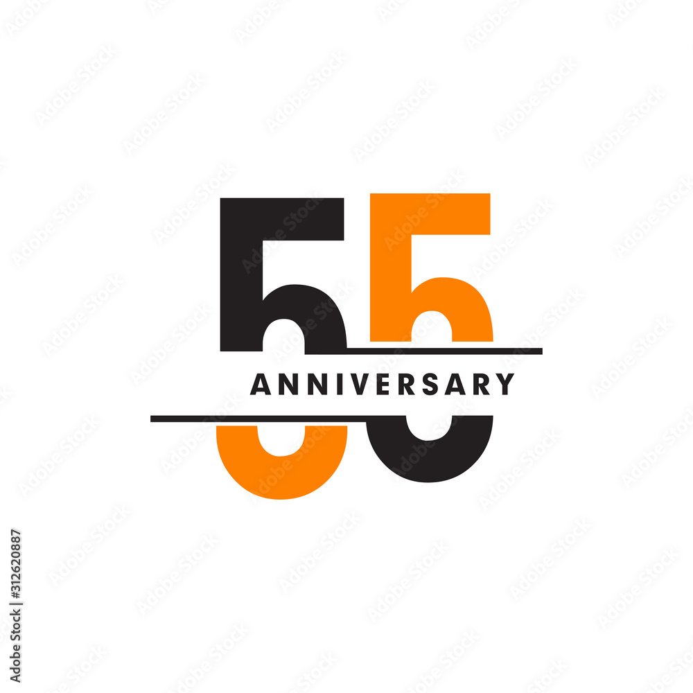 55th celebrating anniversary emblem logo design vector illustration ...