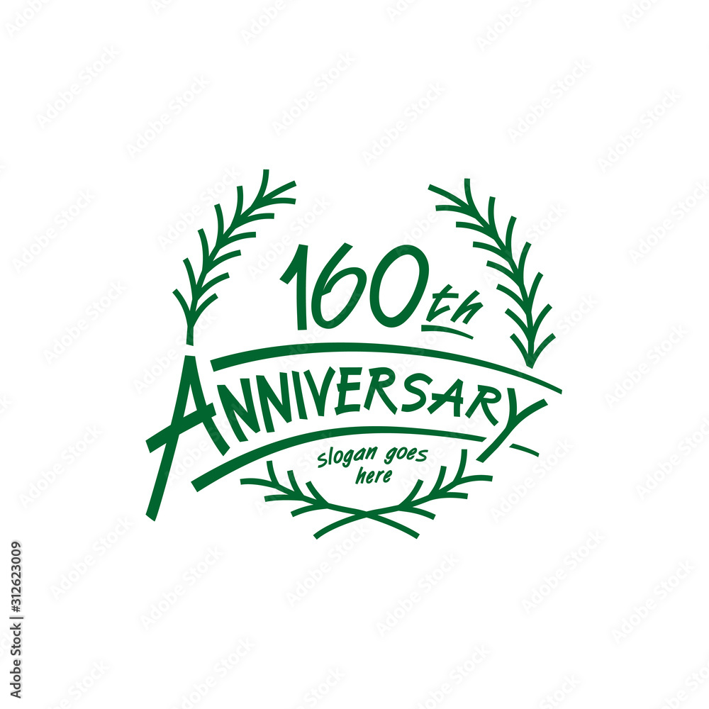 160 years design template. One hundred sixtieth years logo. Vector and ...