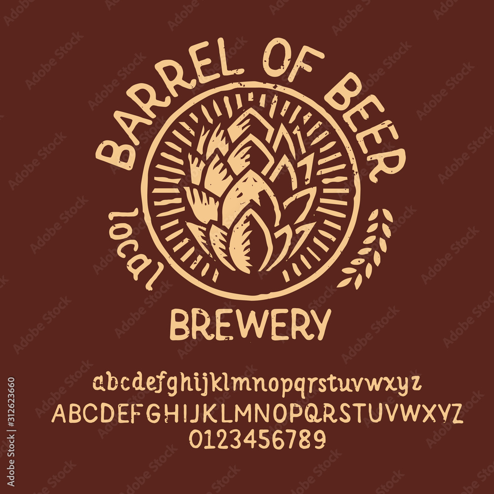 Brewery vintage alphabet font. Custom handwritten alphabet. Retro ...