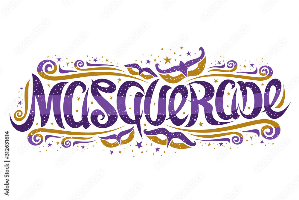 Vetor do Stock: Vector logo for Masquerade, horizontal banner with ...