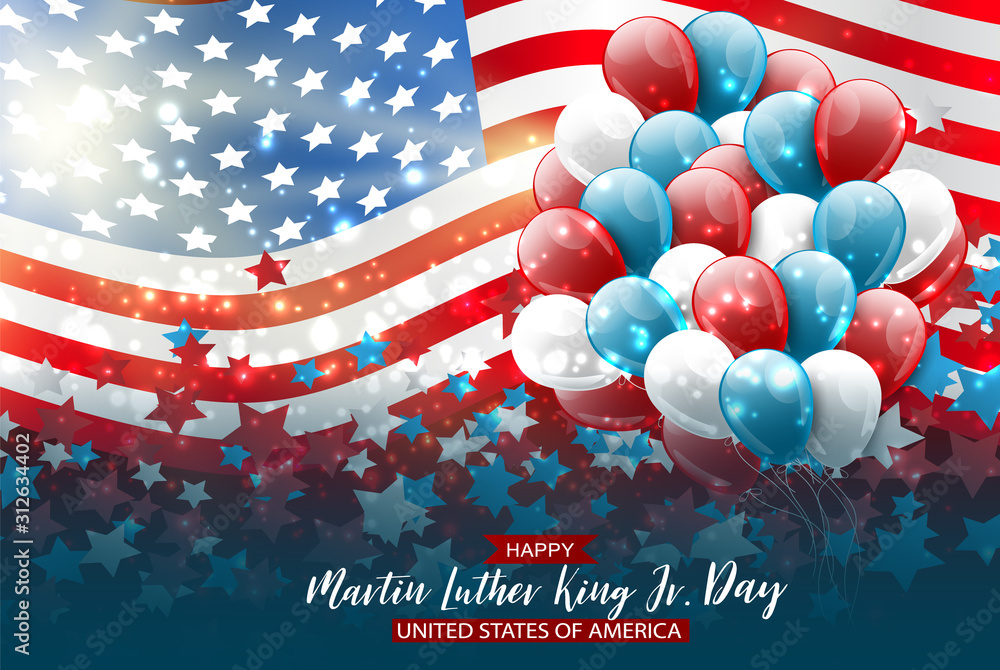 Martin Luther King Day Jr. background.I have a dream. USA flag, red ...