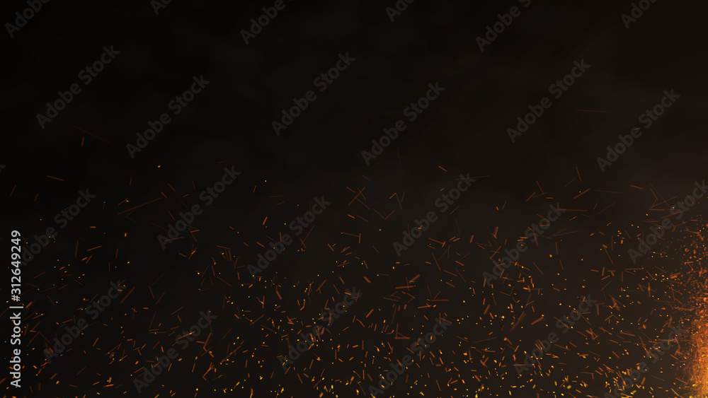 Burning red hot sparks, Fire Glowing Particles on Black Background ...